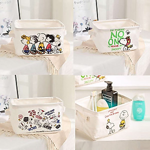 Finex 2 Pcs Set Random Patterns - White Dog Portable Collapsible silicone Rectangular Storage Bins Basket with Handles for Organizing Bathroom Home Office Toy Room Cube Shelf Closet