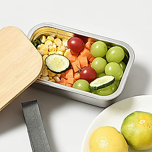 Stainless Steel Bento Lunch Box Japanese Bento Box Extra Small Bamboo Lunch Box Stainless Steel Snack Containers Food for Kids Toddler Metal Lunch Containers for School,Work,Rectangle 15.2oz/450ml