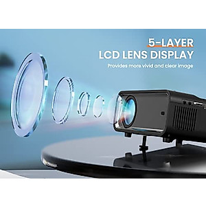 WiFi Mini Projector, ACROJOY Video Projector w/ Tripod, HD 1080P & 240" Display Supported, Portable Movie Outdoor Projector Compatible with TV Stick, HDMI, VGA, TF, AV, USB, Black