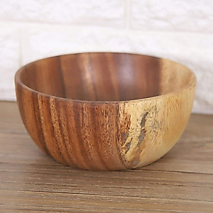 A sixx Wooden Soup Bowl, Smooth Eco-Friendly Wooden Bowl, Healthy Wooden Salad Bowl, for Salad for Soup(16 * 7cm)