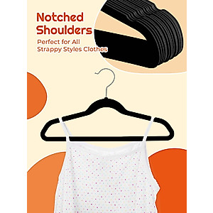 HOUSE DAY Kids Velvet Hangers 50 Pack, Durable Big Kids Hangers 14 Inch Hangers for Youth, Non Slip Kids Felt Hangers, Cute Childrens Hangers for Closet, Kids Black Hangers