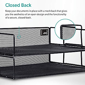 Mindspace 2 Tier Stackable Letter Tray Desk Organizer | Stackable Paper Tray Organizer | The Mesh Collection, Black