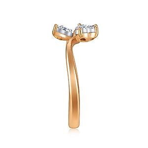 CHOW SANG SANG 18K White & Rose Gold (GH color, SI Clarity, Round Brilliant) Diamond Shamrock Ring for Women 93031R (Our Size 15 / US 7)