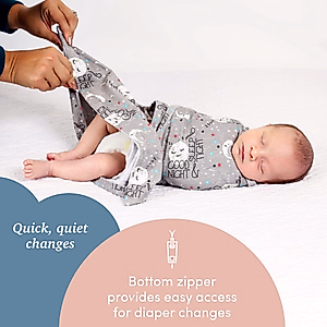 SleepingBaby Zippy Swaddle - Baby Swaddle Blanket with Convenient Bottom Zipper - Goodnight Moon - Small/Medium