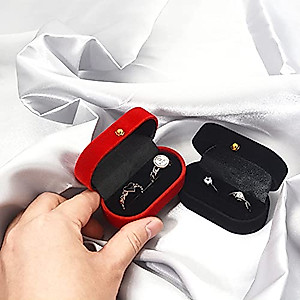 LAGIPA Velvet Ring Bearer Box, Ring Box Display Holder Case for Wedding/Proposal/Engagement/Ceremony, Wider Slot for Single or Double Rings, Earrings, Jewelry Gift Storage Organizer (Black)