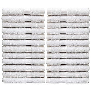 Pleasant Home Washcloths Set - 24 Pack (12” x 12”) – 570 GSM- 100% Ring Spun Cotton Wash Cloth - Super Soft and Highly Absorbent Face Towels (White)