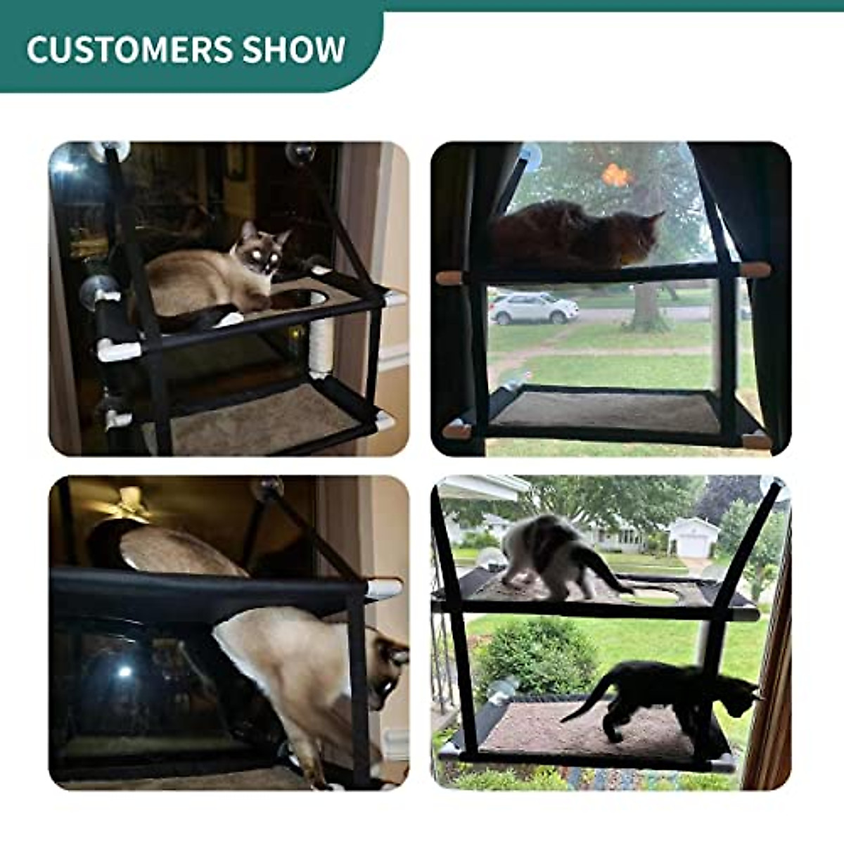 Cat Window Perch, Cat Hammock Window, Free Fleece Blanket Extra Large Sturdy Cat Bed Cat Resting Seat Space Saving for Indoor