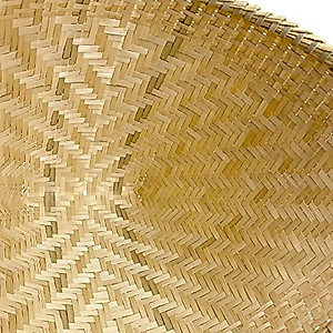 PANWA Thai Bamboo Satin Weave Sticky Rice Cooking Basket with 24’’ Round Reusable Cheesecloth and Wicker Lid and 2 Sticky Rice Paddle Wooden Spoons