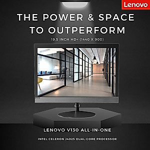 Lenovo V130 All-in-One Business Desktop, 19.5” HD+ Display, Intel Celeron J4025, 16GB RAM, 512GB PCIe SSD, DVD-RW, Wi-Fi, Webcam, HDMI, Wired Keyboard & Mouse, Windows 11 Pro