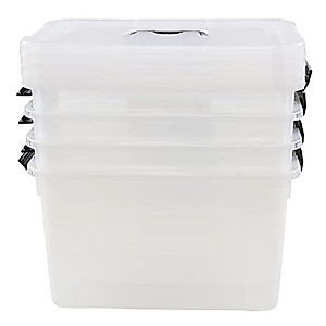 Hommp 5 Liter Clear Storage Box, 4-Pack Plastic Latching Box with Lid
