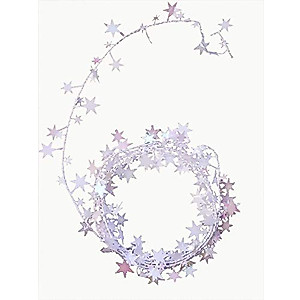 PMU Star Wire Garland 25ft Tinsel White Iridescent Pkg/1