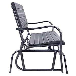 HAPPYGRILL Swing Glider Patio Chair Bench, Steel Porch Chair Loveseat Bench, Rocking Glider Bench