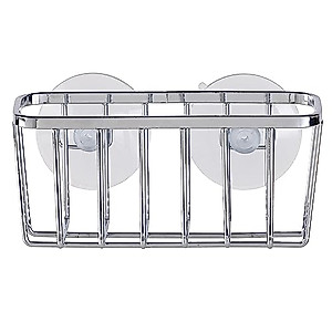 Kitchen Details Suction Cup Mount Sponge Holder | Sink Organizer | Compact Basket | Self-Draining | Chrome