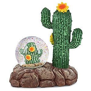CoTa Global Cactus Snow Globe - Magical Rainbow Water Globe Figurine with Sparkling Glitter, Collectible Novelty Ornament for Home Decor, for Birthdays, Christmas, and Valentine - 45mm