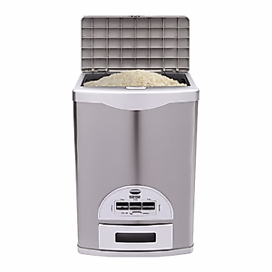 KIOPOWQ Rice Dispenser, Auto Rice Dispenser Rice Storage Container Stainless Steel Rice Organization, Perfect for Rice Cooker, 15kg/33lb, Silver