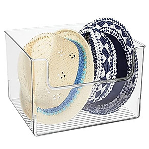 mDesign Modern Plastic Open Front Dip Storage Organizer Bin Basket for Closet Organization - Shelf, Cubby, Cabinet, and Cupboard Organizing Decor - Ligne Collection - 8 Pack - Clear