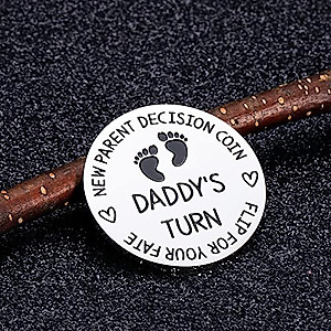 Funny New Mummy Daddy Decision Coin Gifts for Parent First Time Mom to Be Pregnancy New for Women Men Christmas Birthday Mothers Fathers Day Mom Dad Present Double Sided