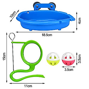Upgraded Bird Bath for Cage Hanging Bird Bath Tub with Bell Hanging Mirror Parrots Bathing Tub Bird Feeder Bowl Bird Shower Bathing Birdcage Accessories Budgie Toys for Small Birds Canary Lovebirds