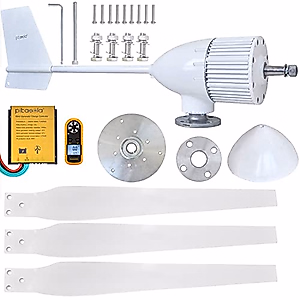 PIKASOLA 1000W 24V Permanent Magnet Wind Turbine Generator 3 Blades Economy Homes Windmill for Wind Solar Hybrid System 2.5m/s Start Wind Speed with Controller for Wind Solar System (24V)
