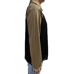 HARGLESMAN Men's Patriotic Polo Sports Long Sleeve T Shirt Tactical Performance US Flag Tops Autumn Fall Casual Tees for Yoga Bowling Golf Tennis Activewear Black and Brown L