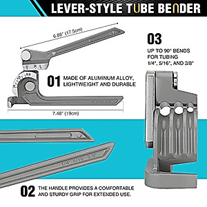 DURATECH Tube Bender, Pipe Bender, 3-IN-1, 1/4", 5/16", 3/8", for Copper, Brass, Aluminum and Thin Steel Pipes