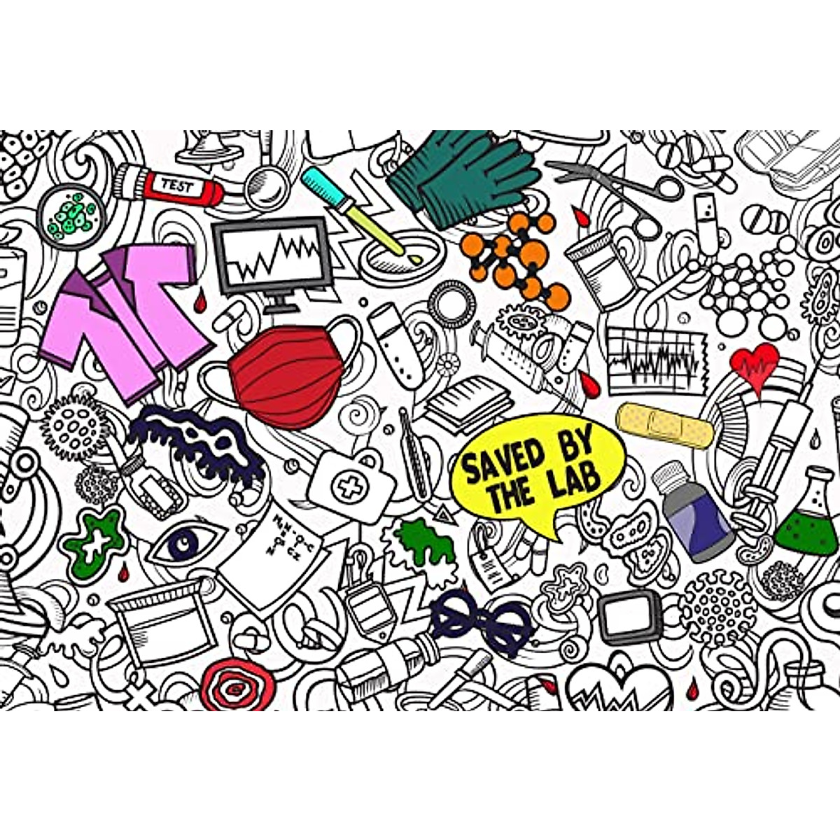 Artistic Chaos Ink Giant Lab Week Coloring Poster 60"x42" Made in USA, Rolled not Folded, Huge Coloring Pages, Great Craft for School Classroom, Party, Activities. Hours of Entertainment. (Labweek)