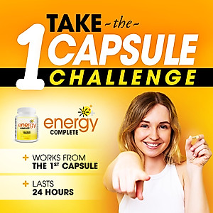 Energy Complete - 18-in-1 Vegan Energy and Focus Supplement - Vegan Caffeine Pills (60 Daily Capsules)