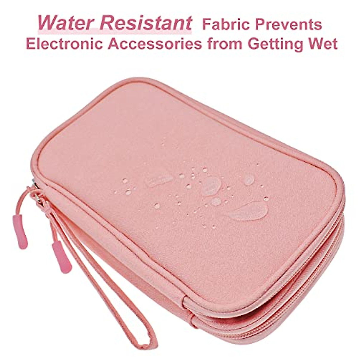 Bevegekos Tech Organizer Travel Case, Carry On Essentials Pouch Bag for Electronics & Accessories (Light Pink, Medium)