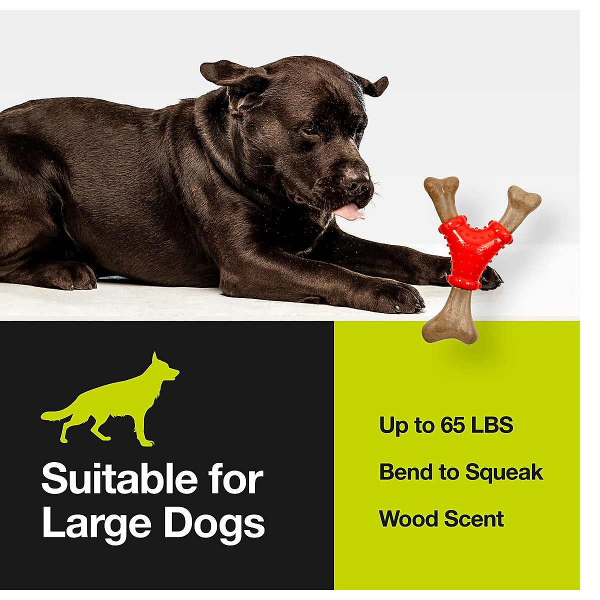 Hero Bonetics Noisy Joint Wishbone - Promotes Healthy Teeth, Gums and Mind - Wood Scented - for Large Dogs