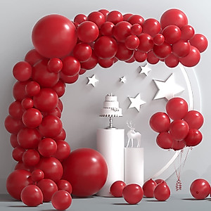 TUPARKA Red Balloons 102 Pcs Balloons Garland Arch Kit 5 10 12 18 Inch Matte Red Party Balloons for Birthday Bride Baby Shower Wedding Party Décor