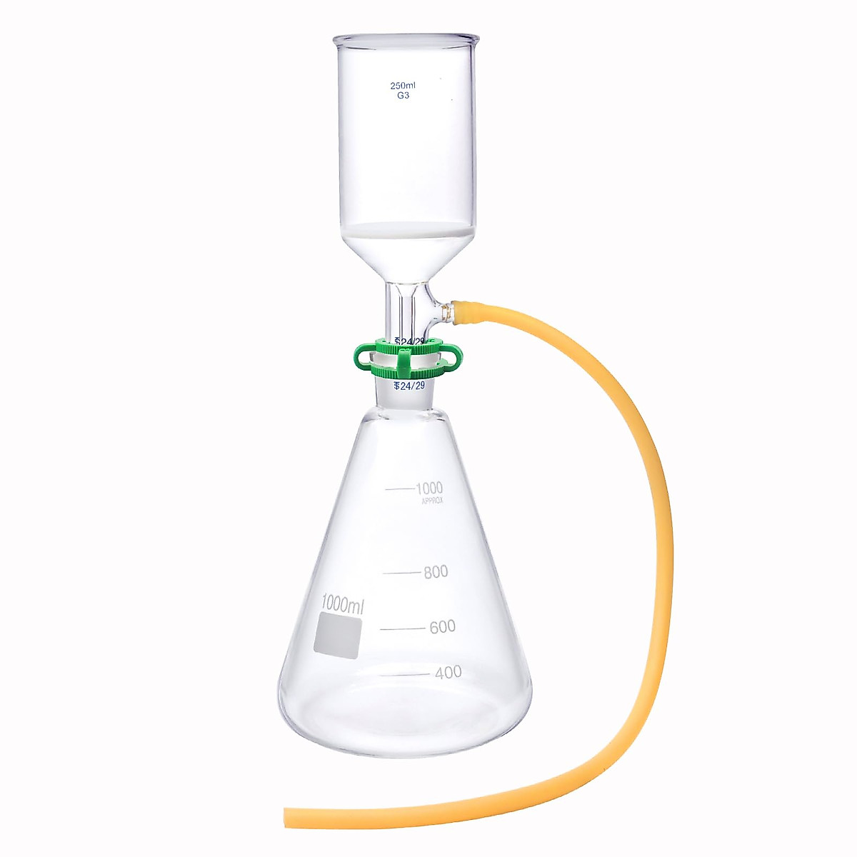 Buchner Funnel Filtering Kit with 1000 ml Filter Bottle and 250 ml Buchner Funnel, G3 Borosilicate Glass Lab Vacuum Filtration Distillation Apparatus Filter Flask Set