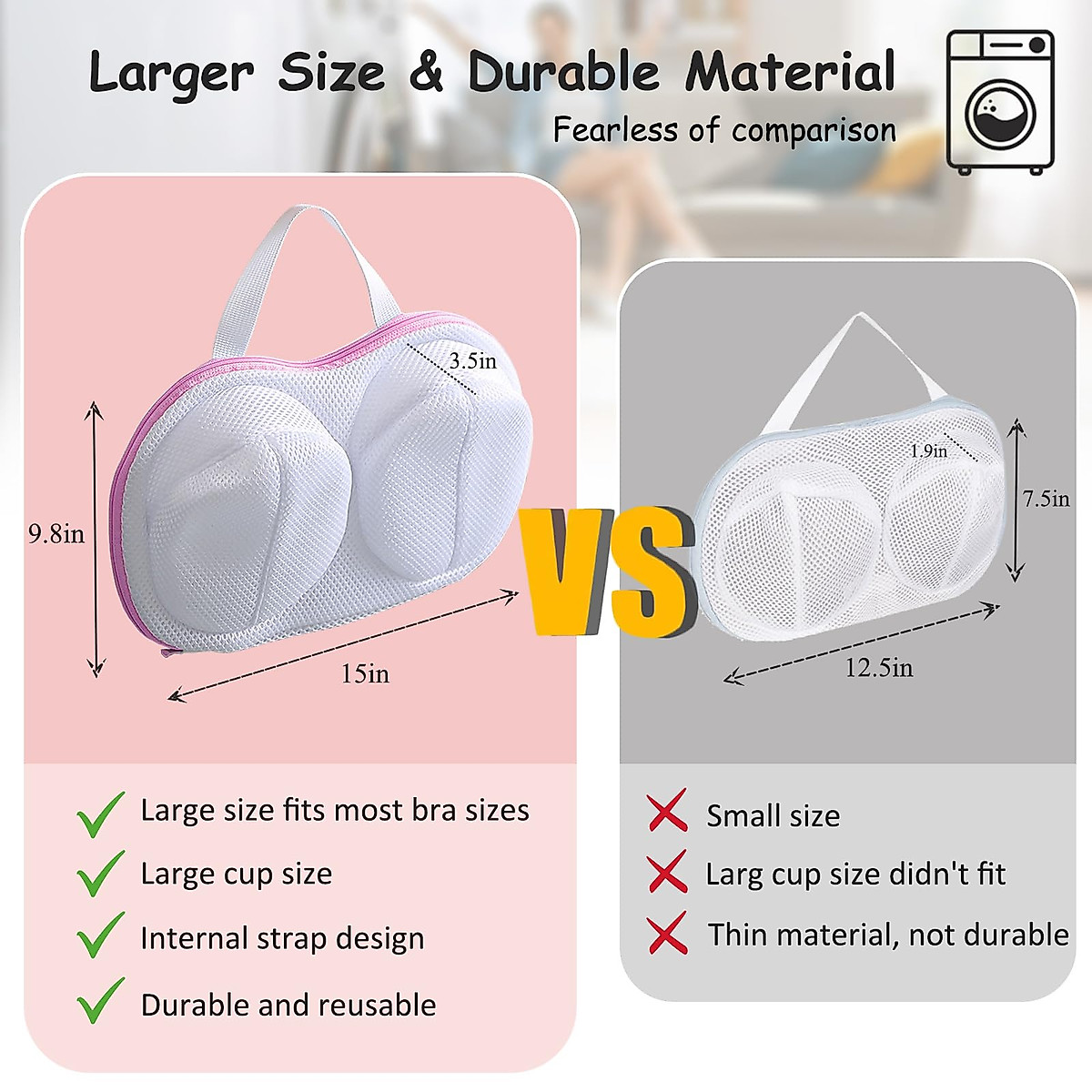 Large Bra Washing Bags for Laundry - 4 PCS, Bra Laundry Bags for Washing Machine, Lingerie Bag for Washing Delicates Underwear Brassiere, Bra Washer Protector for Laundry (Large-Pink 4 pack)