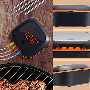 INKBIRD150ft Bluetooth Grill Meat Thermometer, Meat Thermometer for BBQ, Grilling,with Rotatable Screen,Temperature Alarm, Timer