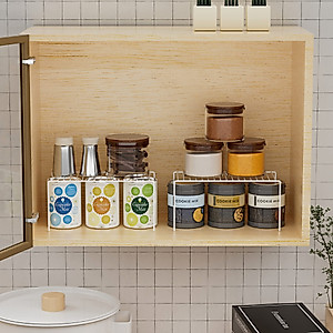 GEDLIRE Mini Kitchen Cabinet Shelf Organizers Set of 2, Small White Wire Storage Shelves Rack for Pantry, Metal Dish Plate Organizer Rack for Cabinet, Cupboard, Kitchen Organizers and Storage