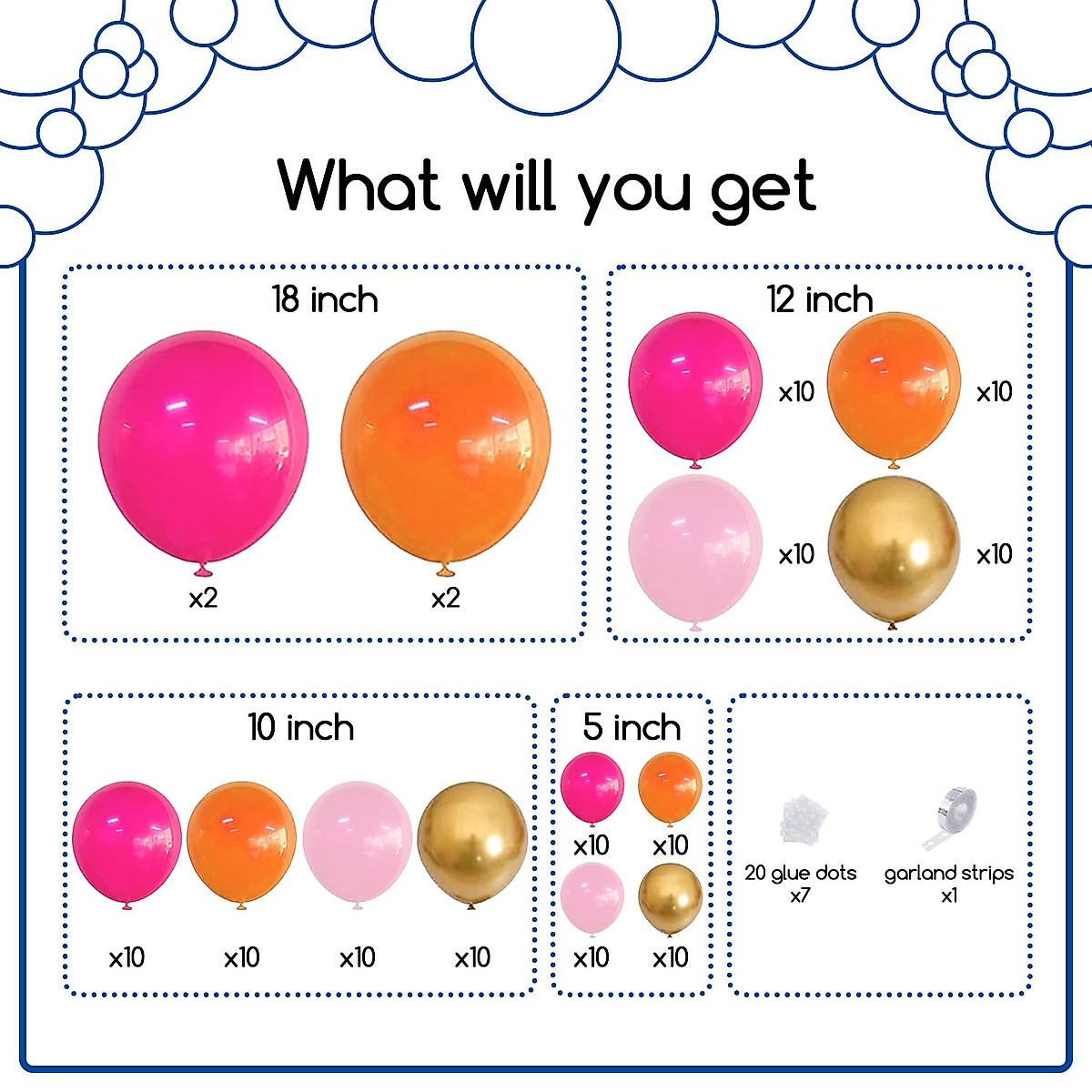 COKAOBE Pink Orange Balloon Garland Arch Kit, 124pcs Hot Pink Orange Chrome Metallic Gold Latex Balloons for Birthday Wedding Baby Shower Tropical Party Supplies Summer Party Decorations