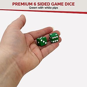 MR CHIPS D6 Standard 16 mm Opaque Dice with Pip Dots - 50 Pack - Green