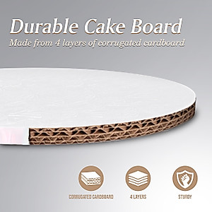Cakebon Cake Boards - Sturdy 1/2 Thick Drums - 14 Inch Professional Smooth Straight Edges White 1-Pack