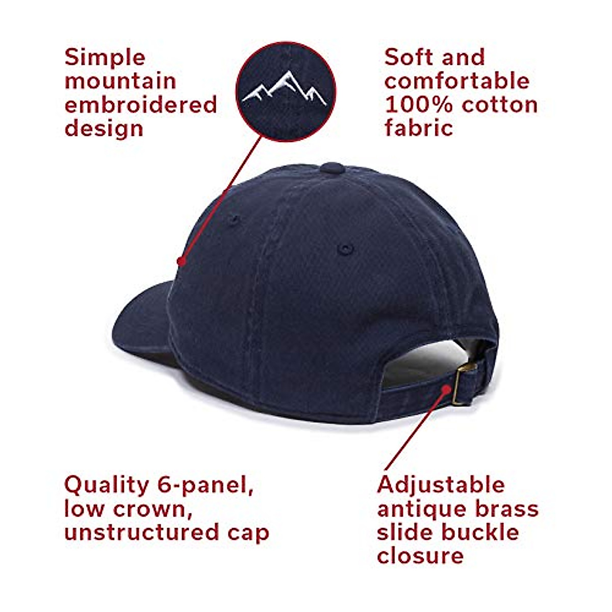 Outdoor Cap One Size Fits Most Mountain Dad Hat, Navy