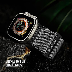 Rugged Nylon Band Compatible with Apple Watch Ultra Band 49mm 45mm 44mm 42mm for Men, Military Tactical Sport Strap Adjustable Replacement Wide Wristbands for iWatch Ultra Series 8 7 6 5 4 3 SE, Gray