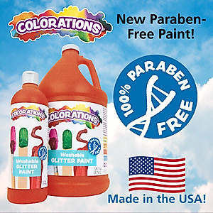 Colorations Washable Glitter Paint for Kids, Each 16 fl oz, 5 Colors, Non-Toxic Glitter Paint, Kids Paint,Kids Glitter Paint, Glitter Paint for Children