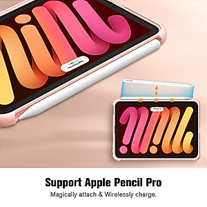 Fintie Hybrid Back Case for iPad Mini 7 (A17 Pro) 2024 / iPad Mini 6 2021 - Clear Hard Back Cover with Shockproof Soft TPU Bumper, Slim Back Shell for iPad Mini 7th/6th Generation 8.3 Inch, Rose Gold