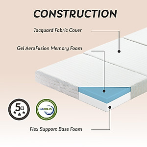 MLILY Folding Mattress, 4 inch Twin XL Tri-fold Memory Foam Mattress, Foldable Mattress with Storage Bag and Washable Cover, Travel and Guest Mat, 80"×38", White