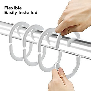 24 PCS Plastic Shower Curtain Rings,Curtain Rings Shower Curtain Hooks,Shower Curtain Rings Durable Bathroom Rings,Shower Window Rods (C-Shaped,White)