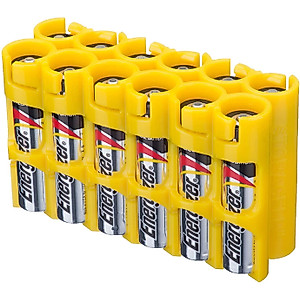 AAA Battery Storage Caddy by Storacell, Yellow, Holds 12 Batteries (Not included)
