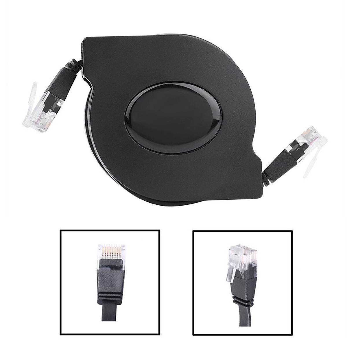 Adjustable Retractable Cat-6 10 Gigabit Ethernet Ultra Flat Retractable Cable Cat6 Ethernet Cable RJ45 Connectors for Travel, 1m / 3.3ft, 2m / 6.6ft Optional(6.6ft)