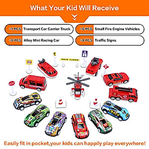 HAENPLE Toddler Toys for 3-5 Year Old Boys,Cars Truck Toys Transport Carrier Set,Valentines Day Gifts for Kids,Die-cast Vehicles Includes 12 Mini Toy Cars Easter Gifts for Kids Boy Age 3-7