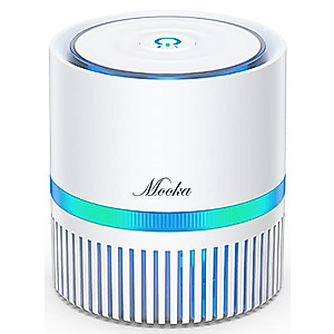 Small Room Air Purifier, 3-Layer H13 True HEPA Filter, Personal Air Cleaner with Night Light for Bedroom, Home, Bathroom, Office, Odor Eliminator for Allergies and Pets, Smoke, Dust, Portable Size