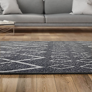 Antep Rugs Alfombras Non-Skid (Non-Slip) 8x10 Rubber Back Bohemian Distressed Moroccan Boho Low Pile Profile Indoor Area Rug (Charcoal Gray, 7'10" x 10')