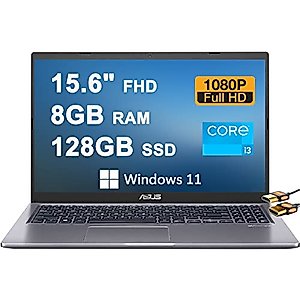 ASUS VivoBook F515 15 Business Laptop 15.6" FHD LED Backlit Anti-Glare Display 11th Generation Intel core i3-1115G4 Processor 8GB RAM 128GB SSD Intel UHD Graphics USB-C Webcam Win11 Gray + HDMI Cable