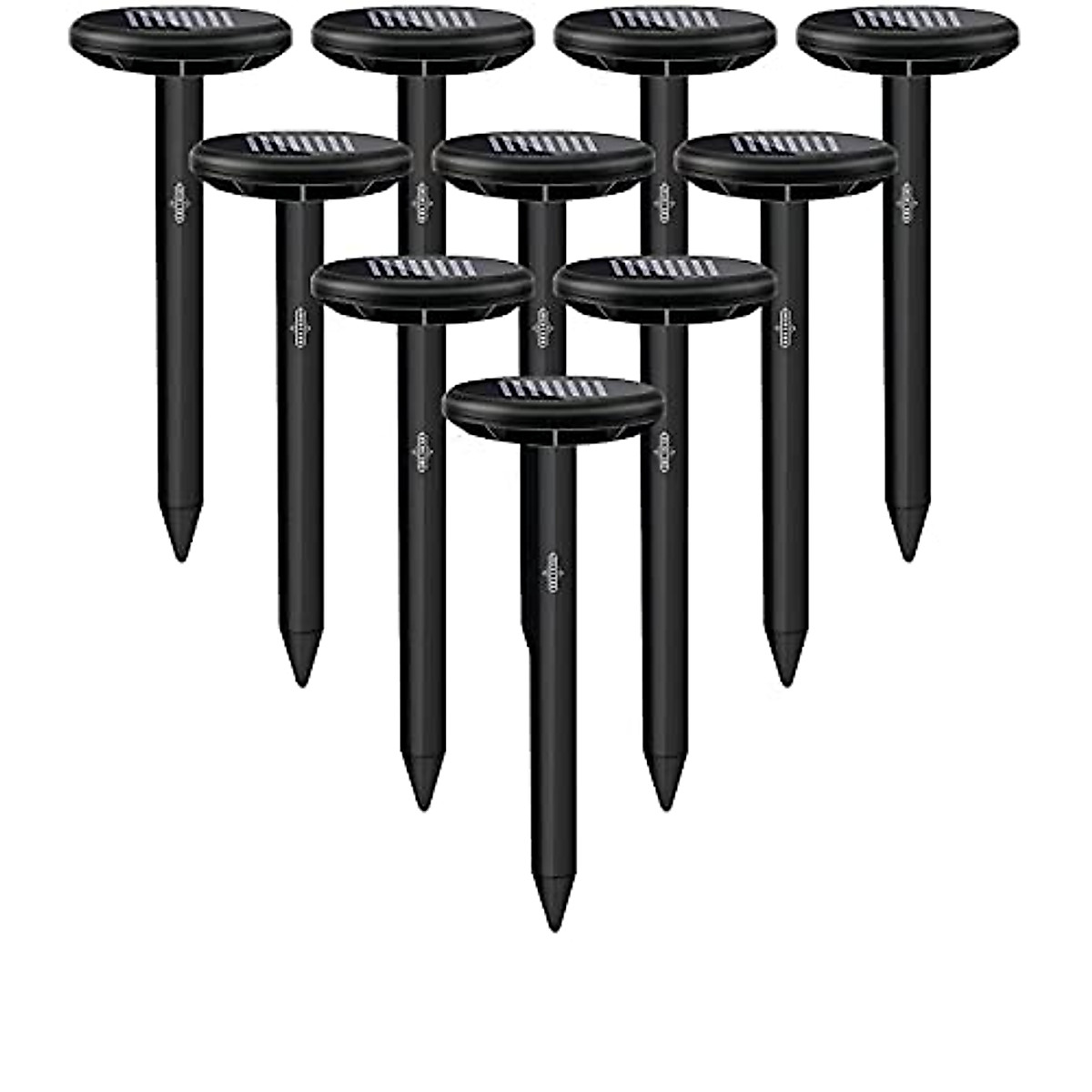 Gold Label Premium Waterproof Ultrasonic Solar Animal Repellent | Long Lasting Humane Solar Pest Control Spikes for Groundhog, Gopher, Vole, Mole, Snake, Chipmunk, Racoon, Squirrel, Mice | 10 Pack